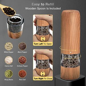 Electric Salt and Pepper Grinder Set USB Rechargeable - USB Type-C Cable, LED Lights, Automatic Electric Pepper Salt Grinder Mill Refillable, Adjustable Coarseness Shakers, One Hand Operation