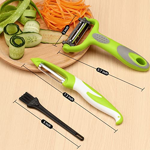 EEKEDO Potato Peelers, Vegetable Peeler with Non-slip Handle, 3 in 1 Y-Peeler & I-Shape Apple Peeler for Fruit Veggie Carrot Zucchini