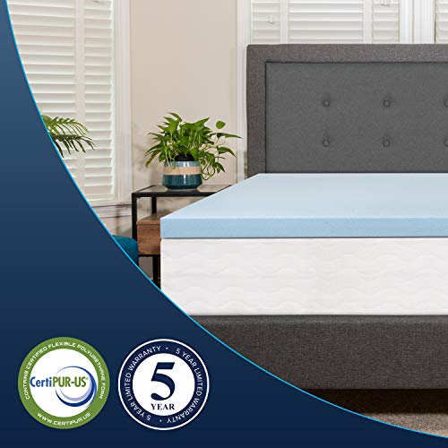 EMMA + OLIVER 2" Cool Gel Infused Cooling Memory Foam Mattress Topper - Full