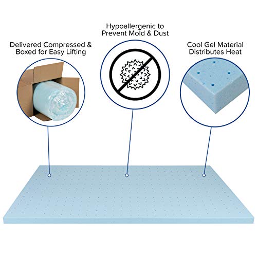 EMMA + OLIVER 2" Cool Gel Infused Cooling Memory Foam Mattress Topper - Full