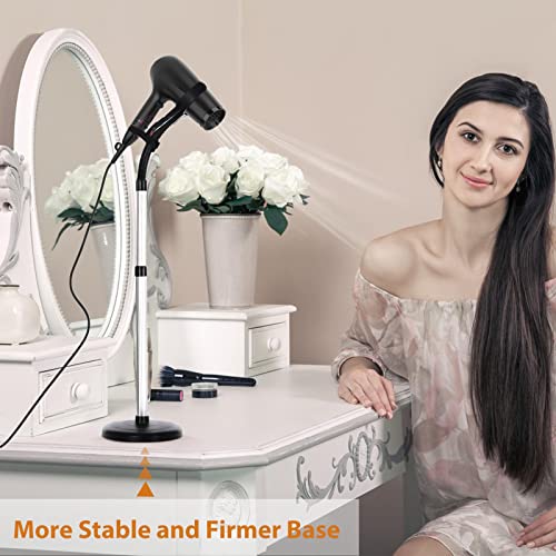 Hair Dryer Stand, Adjustable Blow Dryer Stand 360 Degree Rotating Hair Dryer Holder Hands-Free Hair Dryer Holder Countertop for Bathroom