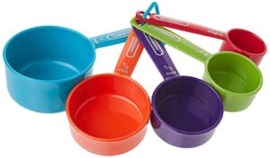 farberware professional plastic measuring cups with coffee spoon, set of 5, colors may vary