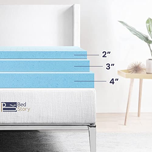 BedStory 4 Inch Memory Foam Mattress Topper Full Size, Pain Relief Gel-Infused Cooling Pad, Firm Bed Topper with Skin-Friendly Bamboo Cover, Non-Slip, CertiPUR-US Certified, for Kid Elder Couple