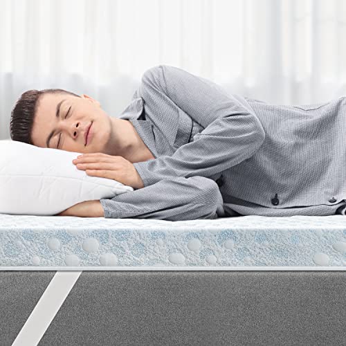 BedStory 4 Inch Memory Foam Mattress Topper Full Size, Pain Relief Gel-Infused Cooling Pad, Firm Bed Topper with Skin-Friendly Bamboo Cover, Non-Slip, CertiPUR-US Certified, for Kid Elder Couple