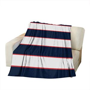 Moslion Nautical Pattern Stripe Throw Blanket 60x80 Inch Red Navy White Horizontal Parallel Stripes Cozy Throw Blanket for Couch Bed Sofa Car Soft Throw Blanket Flannel