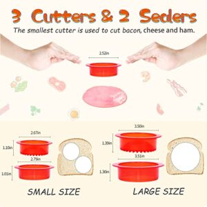 HiYZ Sandwich Cutter and Sealer - 5 PCS Decruster Sandwich Maker - Peanut Butter and Jelly Crustless Sandwich Bread Pancake Maker Cookie Cutter for Kids Children Boys Girls