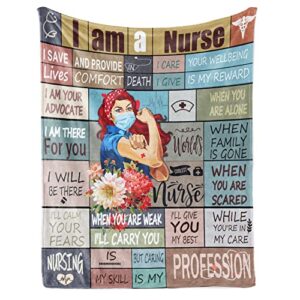 shanfeirui nurse gifts for women, nurse gifts, nurse practitioner gifts for women, nursing student gifts, gifts for nurses women, school nurse retirement birthday gifts blanket 60" x 50”