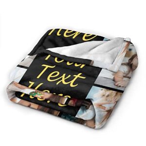 WELETION Custom Blanket Personalized Photos Text Collage, Personalized Picture Blankets for Dad Family Father's Day Birthday Gift from Daughter Son