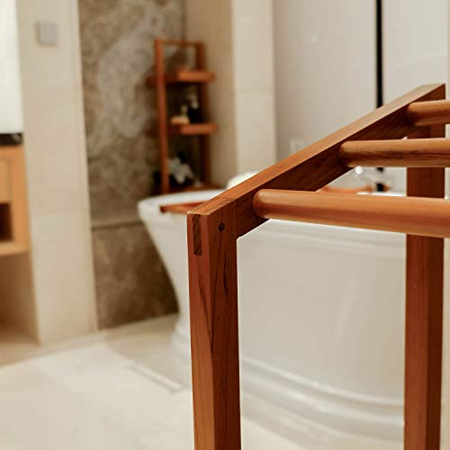 Cambridge Casual Indonesian Estate Freestanding Towel Rack with Shelf, Natural Teak