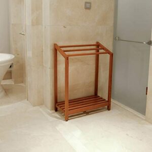 Cambridge Casual Indonesian Estate Freestanding Towel Rack with Shelf, Natural Teak