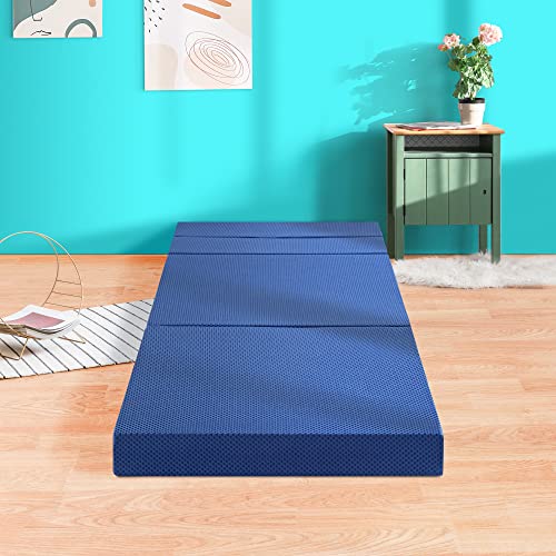 PrimaSleep Folding Multi Function Topper Floor Mat/Sofa Bed, Twin XL, Blue