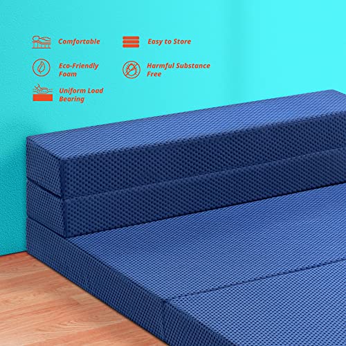 PrimaSleep Folding Multi Function Topper Floor Mat/Sofa Bed, Twin XL, Blue