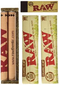 raw king size organic deal - king size slim organic rolling papers, 110mm rolling machine and wide filter tips includes black velvet pouch