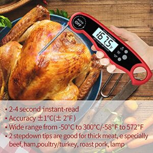 GAISTEN Meat Thermometer, Digital Food Thermometer Oven Grilling Safe, Dual Probes Cooking Thermometer with Alarm Function Backlight for Meat, Food, Liquid, Smoking, Frying, Baking, BBQ