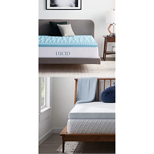 Lucid Convoluted Gel Memory Foam Mattress Topper with Removable Cover Bundle - 2 Inch, Twin XL