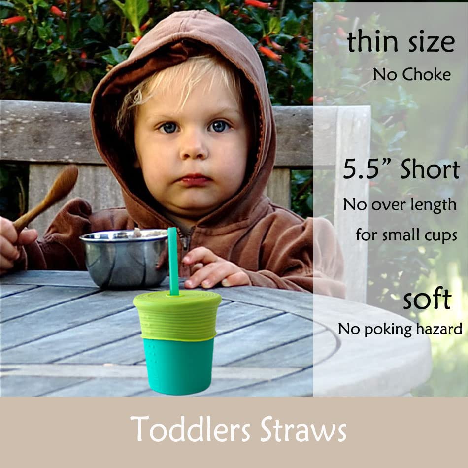 Tegion Cute Mini Short Pinch Test Passed 5.5" Replacement Reusable Toddlers&Kids Silicone Straws for The First Years Take&Toss Spill Proof Straw Cup,Small Kids Danimals -Safe for Teething Chewing