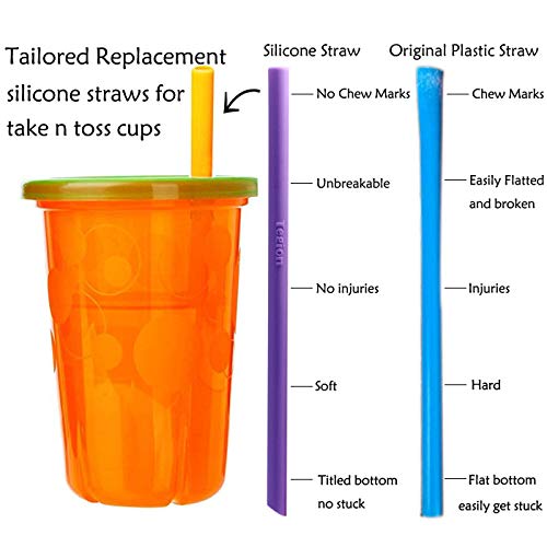 Tegion Cute Mini Short Pinch Test Passed 5.5" Replacement Reusable Toddlers&Kids Silicone Straws for The First Years Take&Toss Spill Proof Straw Cup,Small Kids Danimals -Safe for Teething Chewing