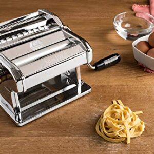 MARCATO Atlas 150 Pasta Machine, Made in Italy, Includes Cutter, Hand Crank, and Instructions, 150 mm, Stainless Steel