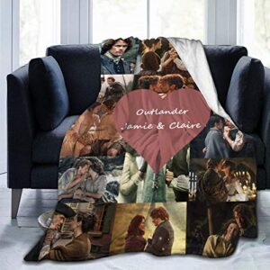 outlander jamie claire love collage blanket soft flannel warm fuzzy blanket for couch office picnic travel best friend memorial birthday gifts for kids adults throw blankets 80"x60" inch