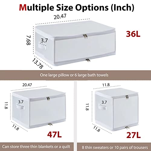 FAOMSEBS Under Bed Storage [Light & No Collapse] Foldable Plastic Storage Box, Healthy & Odorless Material With [Sturdy Handles] Moisture-Proof Bins For Pillow, Coats, Blankets 36L White Translucent