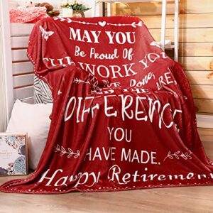 2 Pieces Happy Retirement Gifts for Women Men Retired Gifts for Coworker Mom Teacher Doctors, Soft Throw Blankets Flannel Blanket for Bedding Sofa