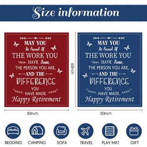 2 Pieces Happy Retirement Gifts for Women Men Retired Gifts for Coworker Mom Teacher Doctors, Soft Throw Blankets Flannel Blanket for Bedding Sofa