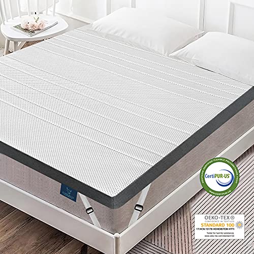 LINCELLI Extra-Luxurious 4-Inch Quilted Double-Layer Memory Foam Mattress Topper, Full Size