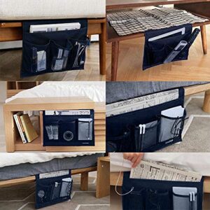 TraderPlus Bedside Caddy Storage Under Mattress Organizer Bag for Tablet, Phone, Magazine, TV Remotes, Glasses (DarkBlue)