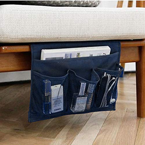 TraderPlus Bedside Caddy Storage Under Mattress Organizer Bag for Tablet, Phone, Magazine, TV Remotes, Glasses (DarkBlue)