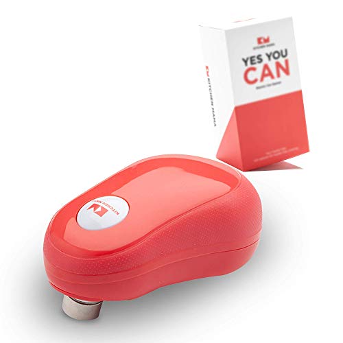 Kitchen Mama One Touch Can Opener: Open Cans with A Simple Push of Button and Stop Automatically After Completion - Smooth Edge, Food-Safe | Two Electric Can Openers - Red and Purple