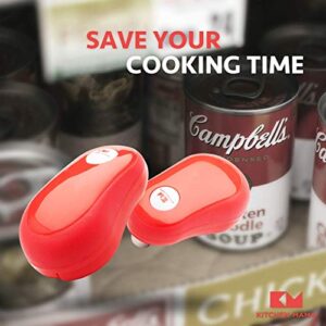 Kitchen Mama One Touch Can Opener: Open Cans with A Simple Push of Button and Stop Automatically After Completion - Smooth Edge, Food-Safe | Two Electric Can Openers - Red and Purple