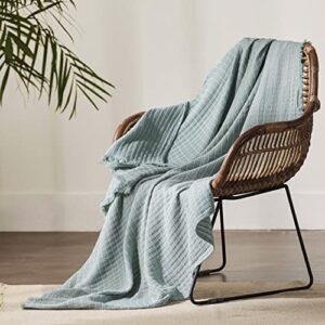 Bedsure 100% Cotton Muslin Blanket White King & Bedsure 100% Cotton Muslin Blanket Sage Green Throw