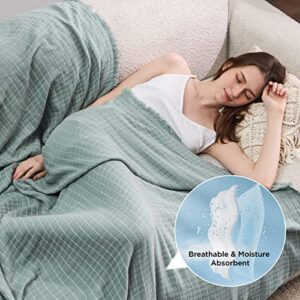 Bedsure 100% Cotton Muslin Blanket White King & Bedsure 100% Cotton Muslin Blanket Sage Green Throw