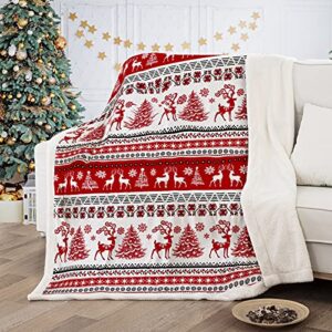 christmas blanket twin snowflake elk christmas tree printed sherpa fleece blanket fuzzy warm solid throw blanket for bedding couch 60x80 inches