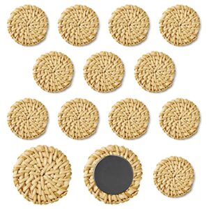 12 pcs boho fridge magnet- rattan refrigerator magnets strong magnetic decorative magnets for whiteboard locker kitchen home office cute decor (natural color)