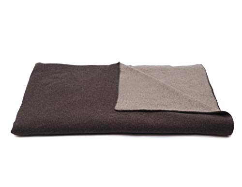 State Cashmere Reversible Throw Blanket - Ultra Soft Accent Blanket for Couch, Sofa & Bed Made with 100% Inner Mongolian Cashmere - Crafted Home Accessories - (Black Coffee/Winter Twig, 60"x50")