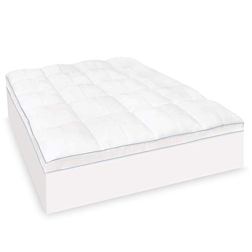 Charisma Luxury Plush 3.5-Inch Memory Foam Cluster and Gel Fiber Mattress Topper-California King, White