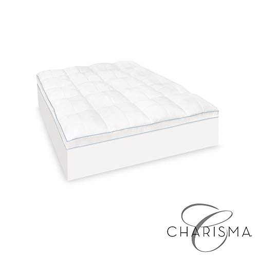 Charisma Luxury Plush 3.5-Inch Memory Foam Cluster and Gel Fiber Mattress Topper-California King, White