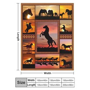 Horse Blanket Animal Print Throw Blanket, Soft Cozy Blanket Fleece Blanket Couch Blanket Bed Throw TV Blanket Horse Lovers Gifts for Girls Women Men - 40"x50"(Child)