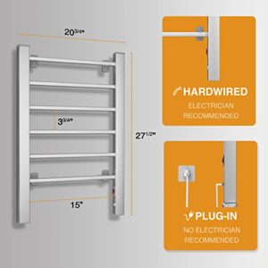 DAILYLIFE Towel Warmer 2-in-1, 6 Bars Heated Towel Rack Freestanding & Wall Mounted, Aluminum Frame for Bathroom