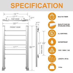 DAILYLIFE Towel Warmer 2-in-1, 6 Bars Heated Towel Rack Freestanding & Wall Mounted, Aluminum Frame for Bathroom