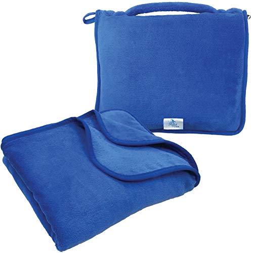 MPN’s Travel Throw Blanket Compact Lightweight Portable Plush Coral Fleece with Zippered Carry Pouch Perfect Size 43 x 59 Use as Soft Lumbar Support Pillow Travel Pillow Free Eye Mask and Ear Plugs