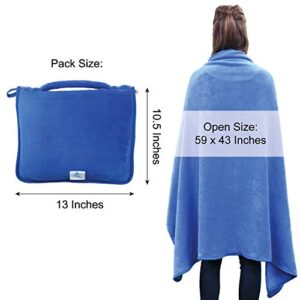 MPN’s Travel Throw Blanket Compact Lightweight Portable Plush Coral Fleece with Zippered Carry Pouch Perfect Size 43 x 59 Use as Soft Lumbar Support Pillow Travel Pillow Free Eye Mask and Ear Plugs