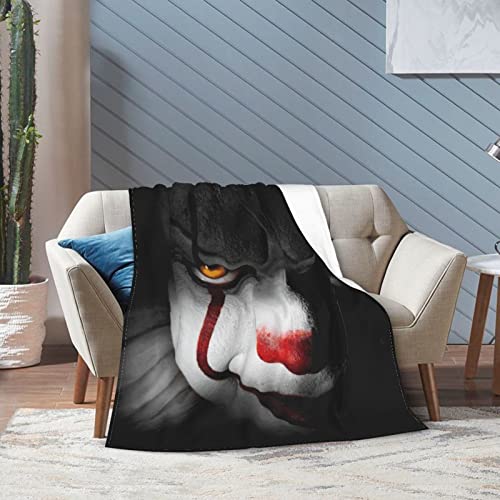 Horror Movie Blanket for Adults ĪŤ P̪èňňŷ-ŵīŝè Closwn Blanket Blankets Sofa Bed Couch Chair Soft Fleece Horror Blankets and Throws 60"x50"