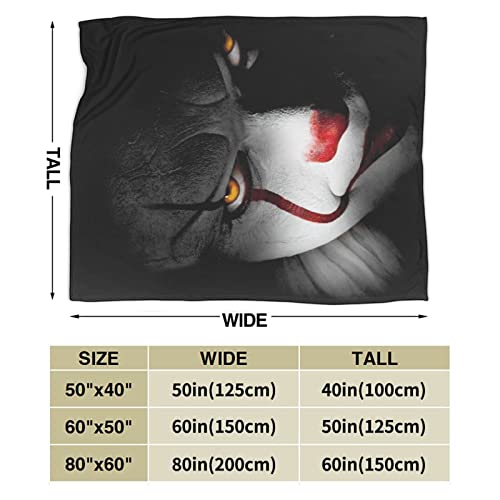 Horror Movie Blanket for Adults ĪŤ P̪èňňŷ-ŵīŝè Closwn Blanket Blankets Sofa Bed Couch Chair Soft Fleece Horror Blankets and Throws 60"x50"