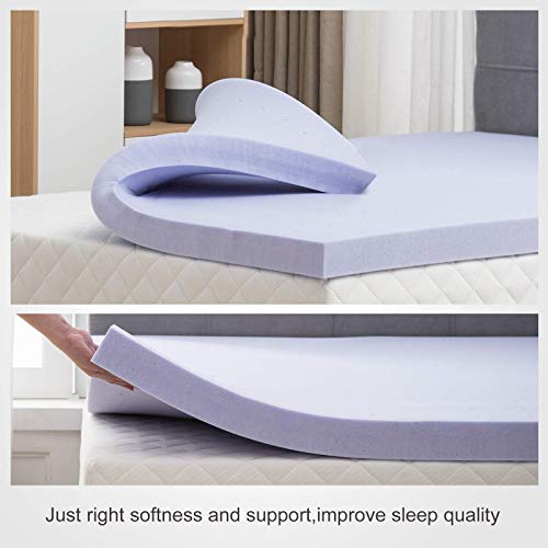 mecor 4” 4 inchKing Size Gel Infused Mattress Topper, 4in Memory Foam Mattress Topper for King Bed with Certipur-US Certified-Ventilated Cooling Design-Purple/80”x78”