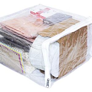 Clear Vinyl Zippered Storage Bags 11 x 11 x 6 Inch 5-Pack for Blankets, Sweaters and Pants