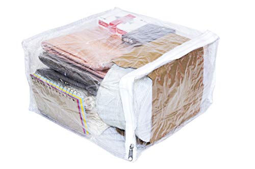 Clear Vinyl Zippered Storage Bags 11 x 11 x 6 Inch 5-Pack for Blankets, Sweaters and Pants