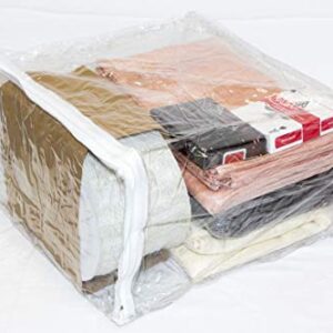 Clear Vinyl Zippered Storage Bags 11 x 11 x 6 Inch 5-Pack for Blankets, Sweaters and Pants