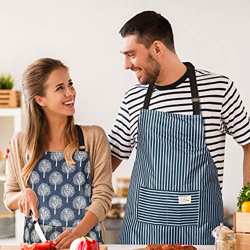 SATINIOR 3 Pieces Women Waterproof Apron with Pockets Adjustable Cooking Aprons Kitchen Bib Apron for Baking Household Cleaning